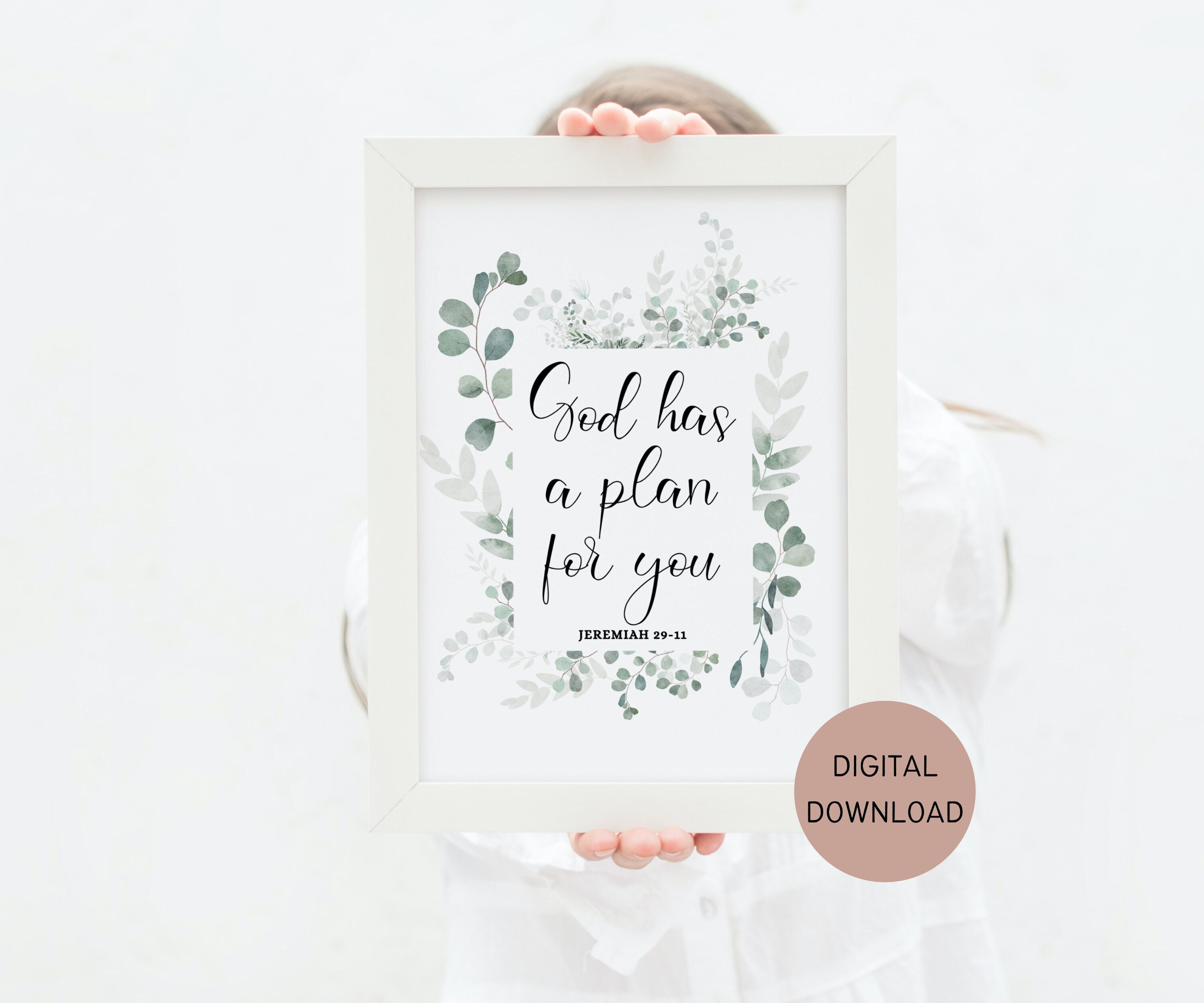 Jeremiah 29:11 Bible Verse Wall Art Printable - Minimalist Botanical ...