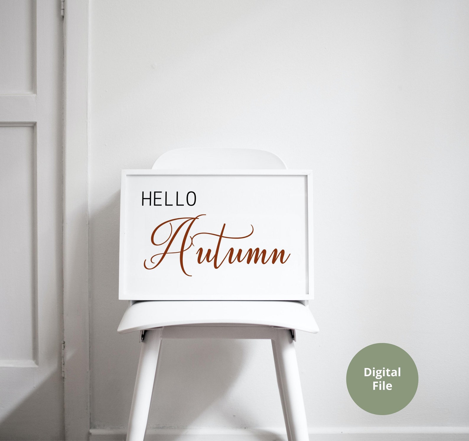 Hello Autumn Sign Printable, Fall Wall Art, Thanksgiving Decor, Modern ...