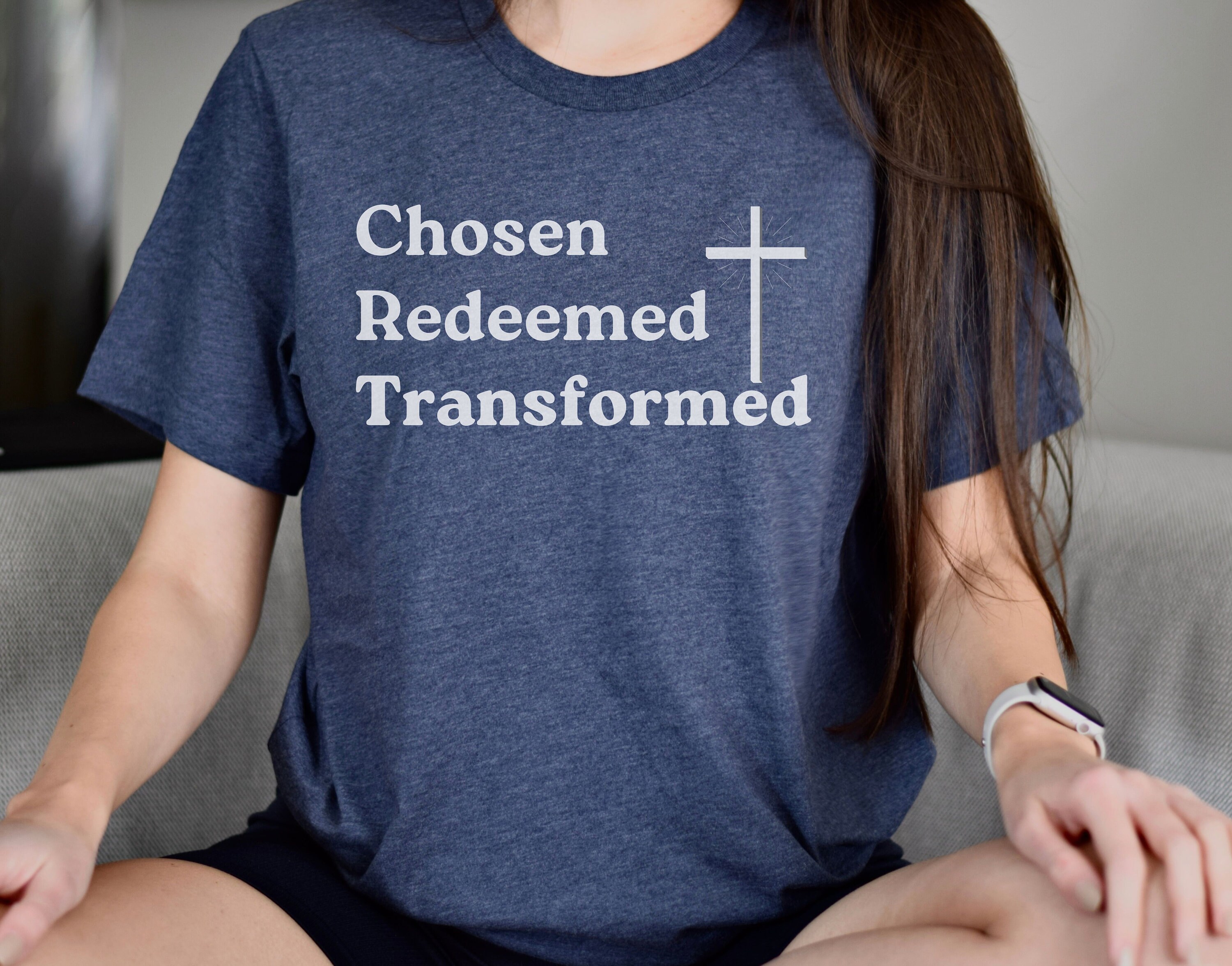 Chosen, Redeemed, Transformed Short Sleeve Cotton T-shirt Bible Verse ...