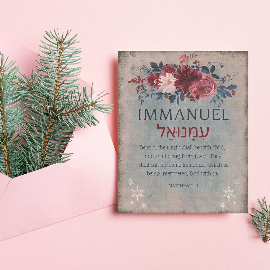 Christmas Art Printable Hebrew Immanuel Bible Verse Holiday - Etsy