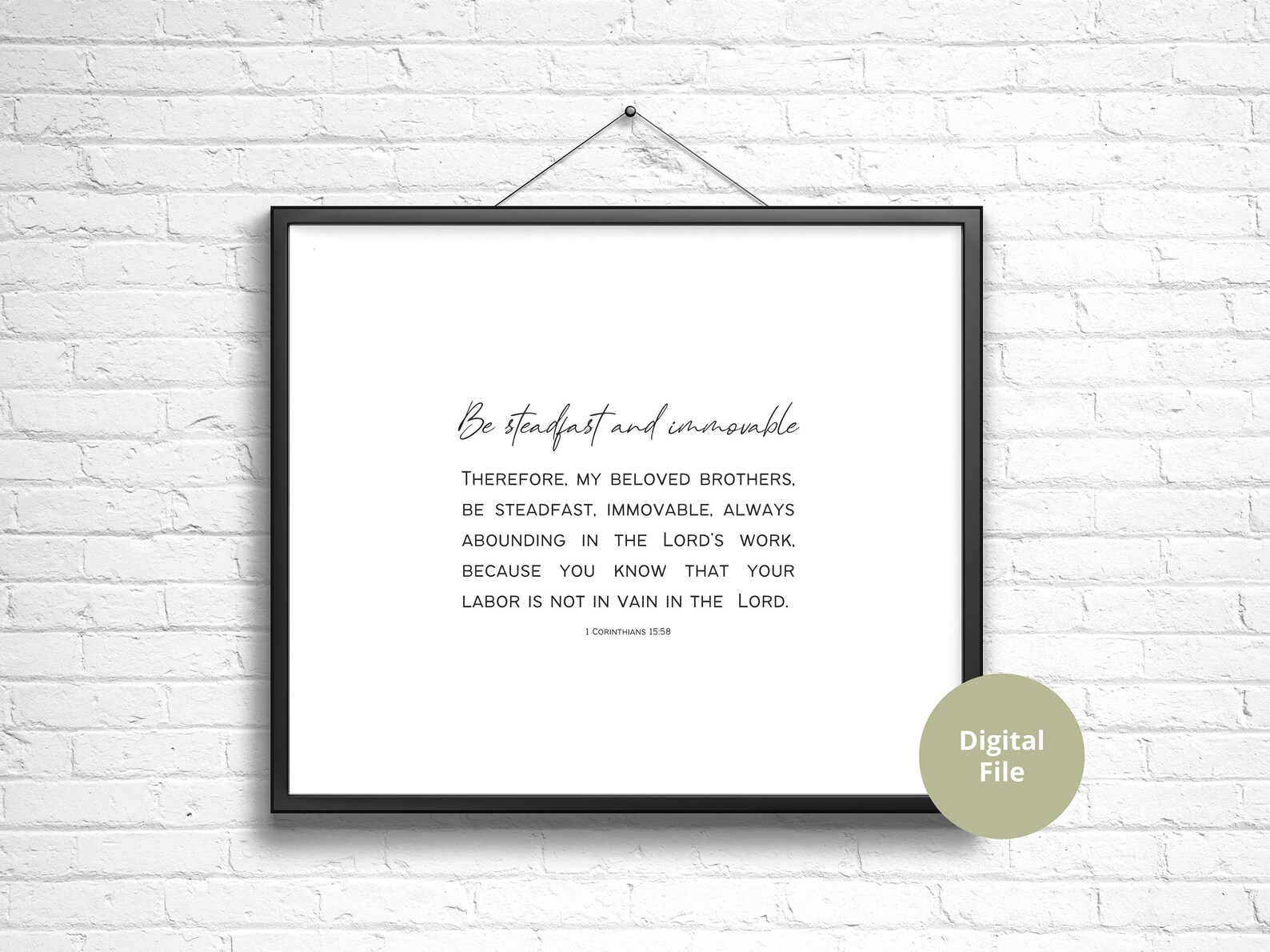 Bible Verse 1 Corinthians 15:58 Printable, Wall Art Print, Christian ...
