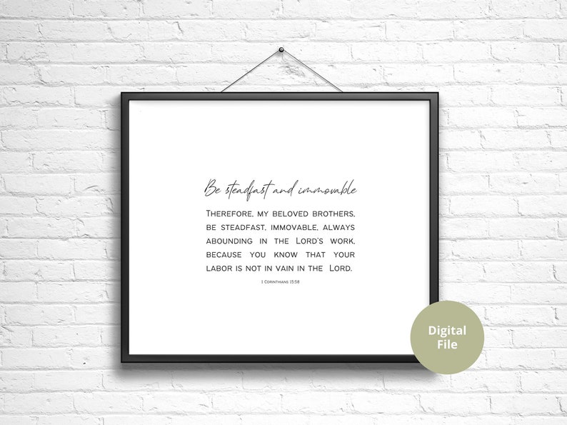 Bible Verse 1 Corinthians 15:58 Printable, Wall Art Print, Christian ...