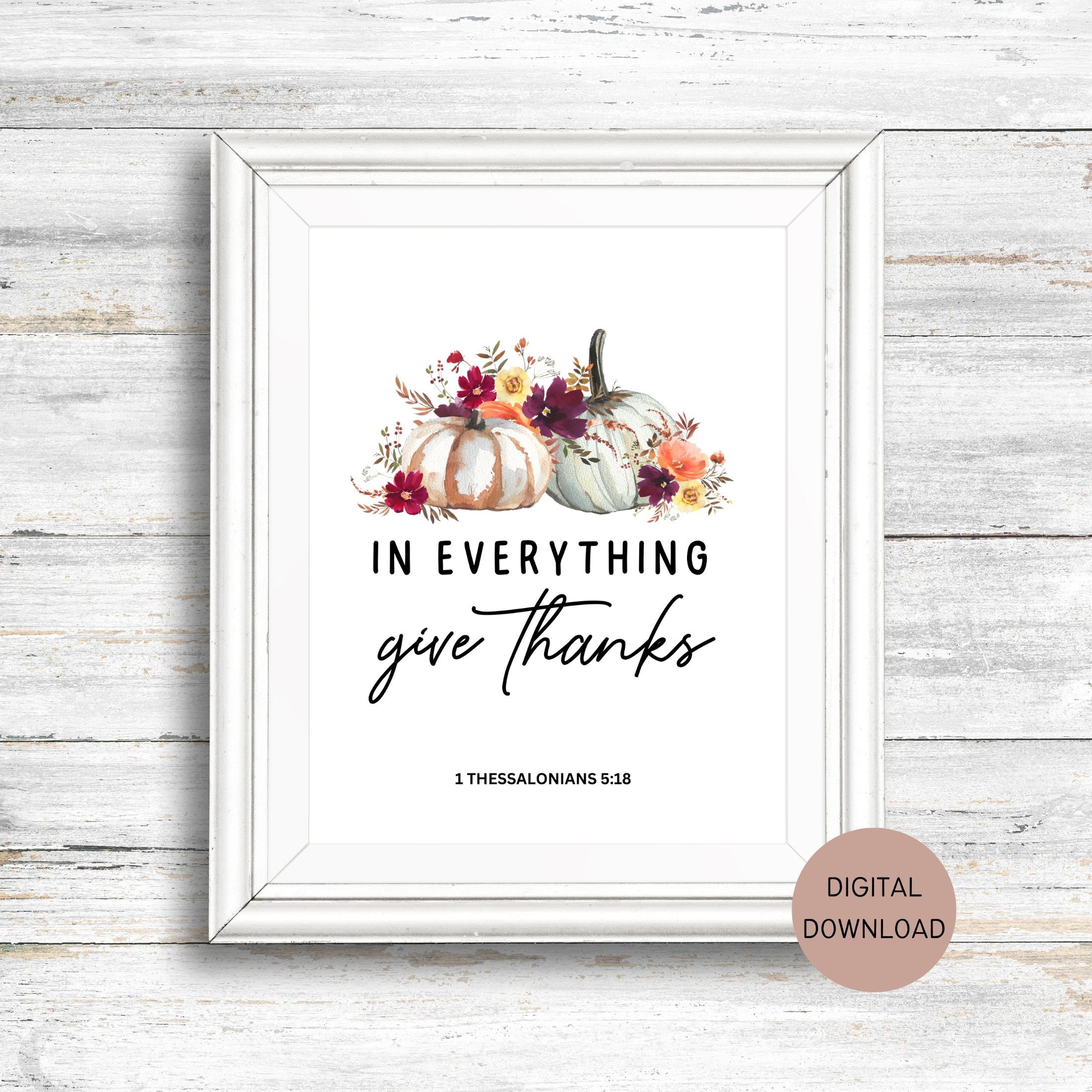 Thanksgiving Art Printable, Bible Verse Wall Art Printable Fall Decor ...
