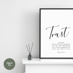 Proverbs 3:5-6 Bible Printable KJV, Wall Art Printable, Christian Decor ...