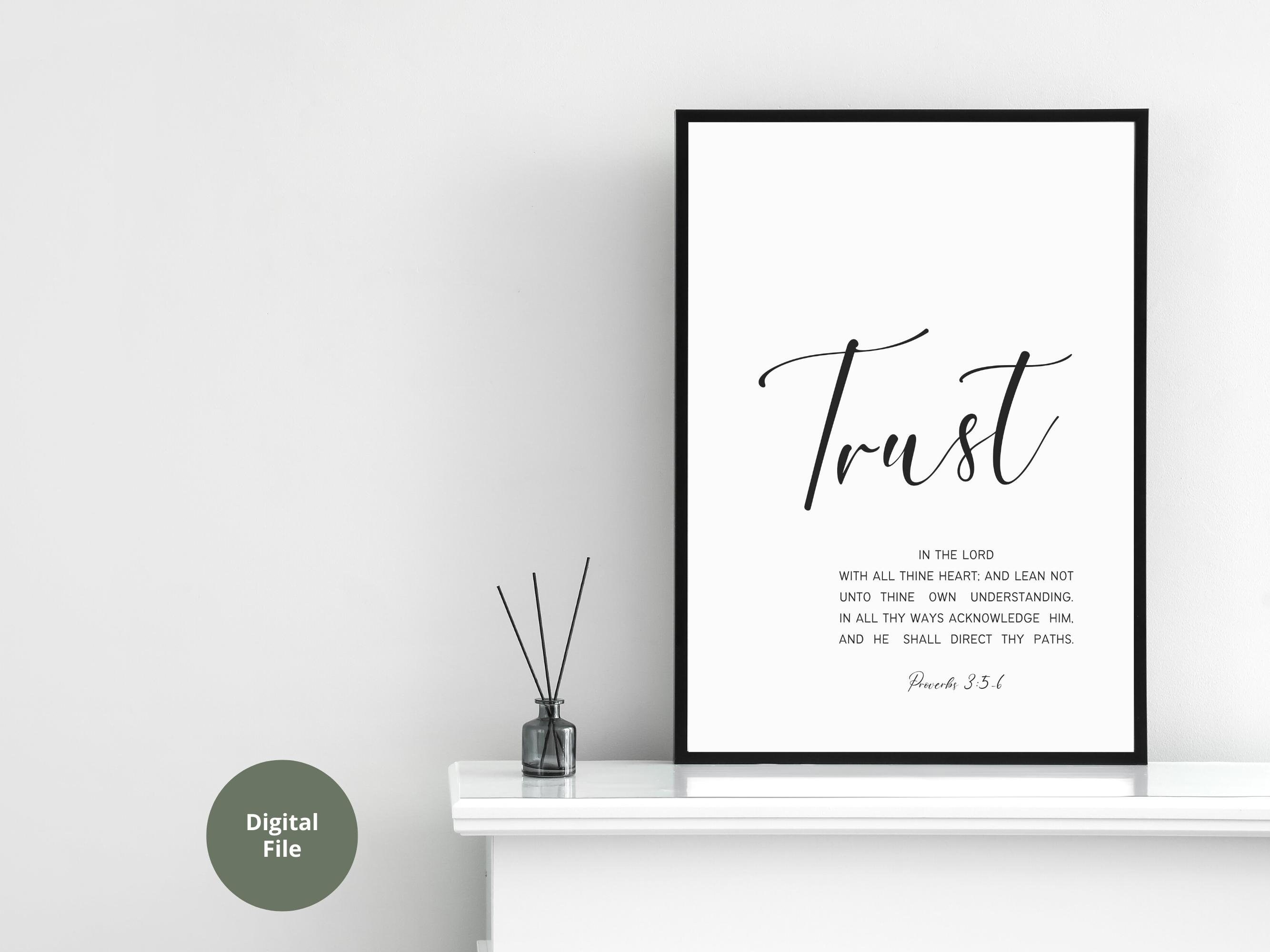 Proverbs 3:5-6 Bible Printable KJV, Wall Art Printable, Christian Decor ...