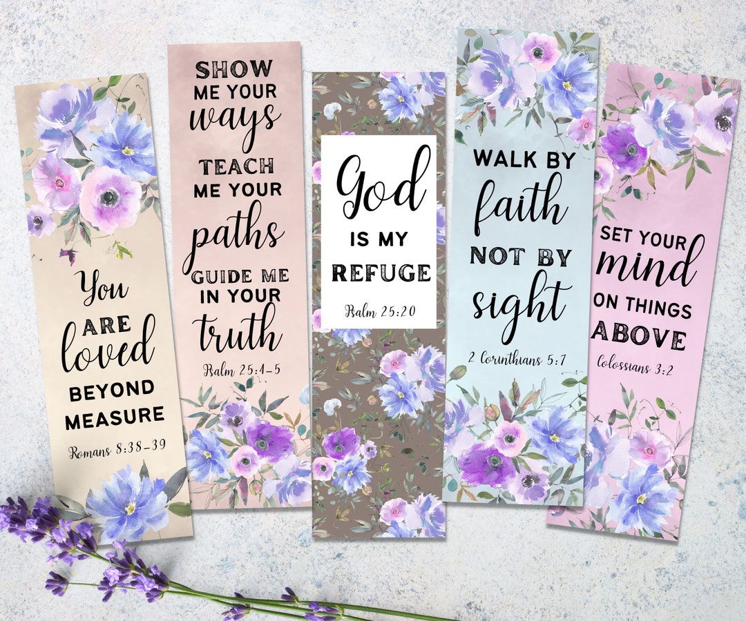 Digital Download Bible Verse Bookmarks With Watercolor Floral Design ...