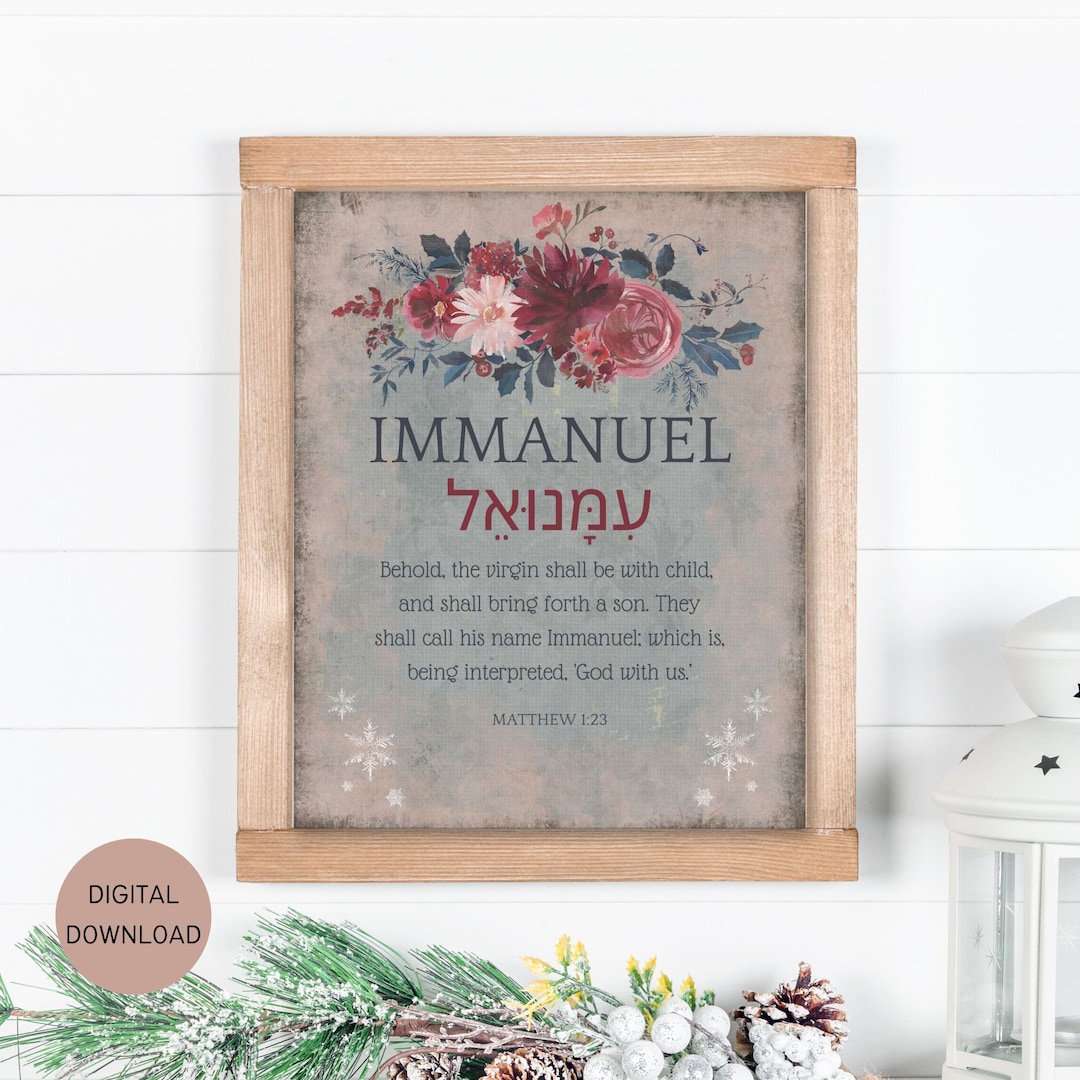 Christmas Art Printable Hebrew Immanuel Bible Verse Holiday - Etsy