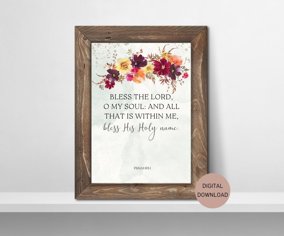 Bless the Lord Bible Verse Wall Art - Fall Christian Decor Digital ...
