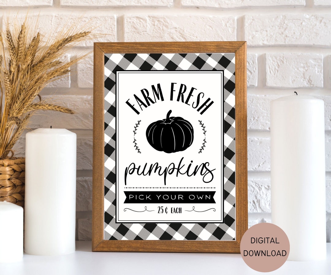 Farm Fresh Pumpkins Printable - Fall Wall Art Print, Farmhouse Pumpkin ...