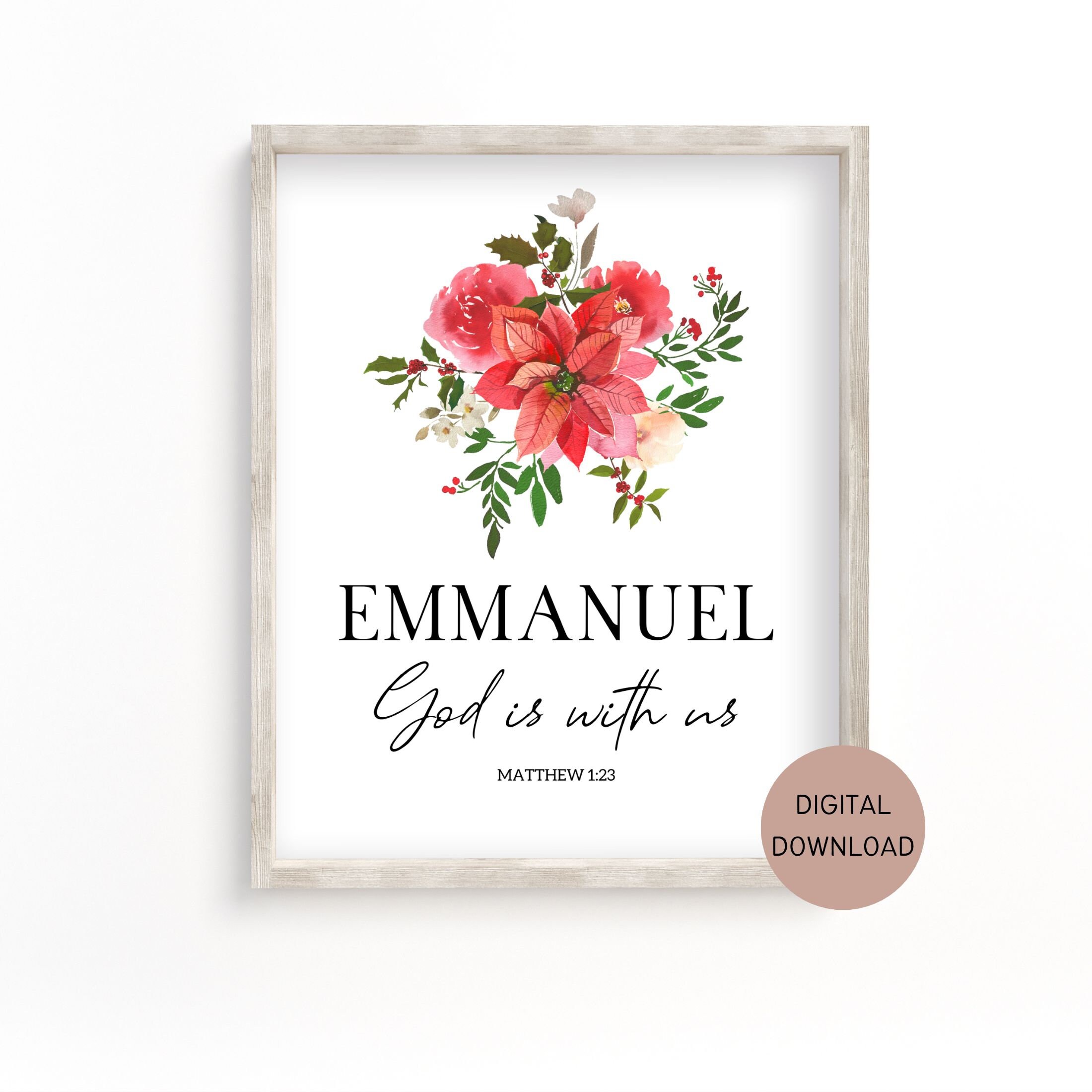 Emmanuel Christmas Bible Verse Art Printable, Wall Art Printable ...