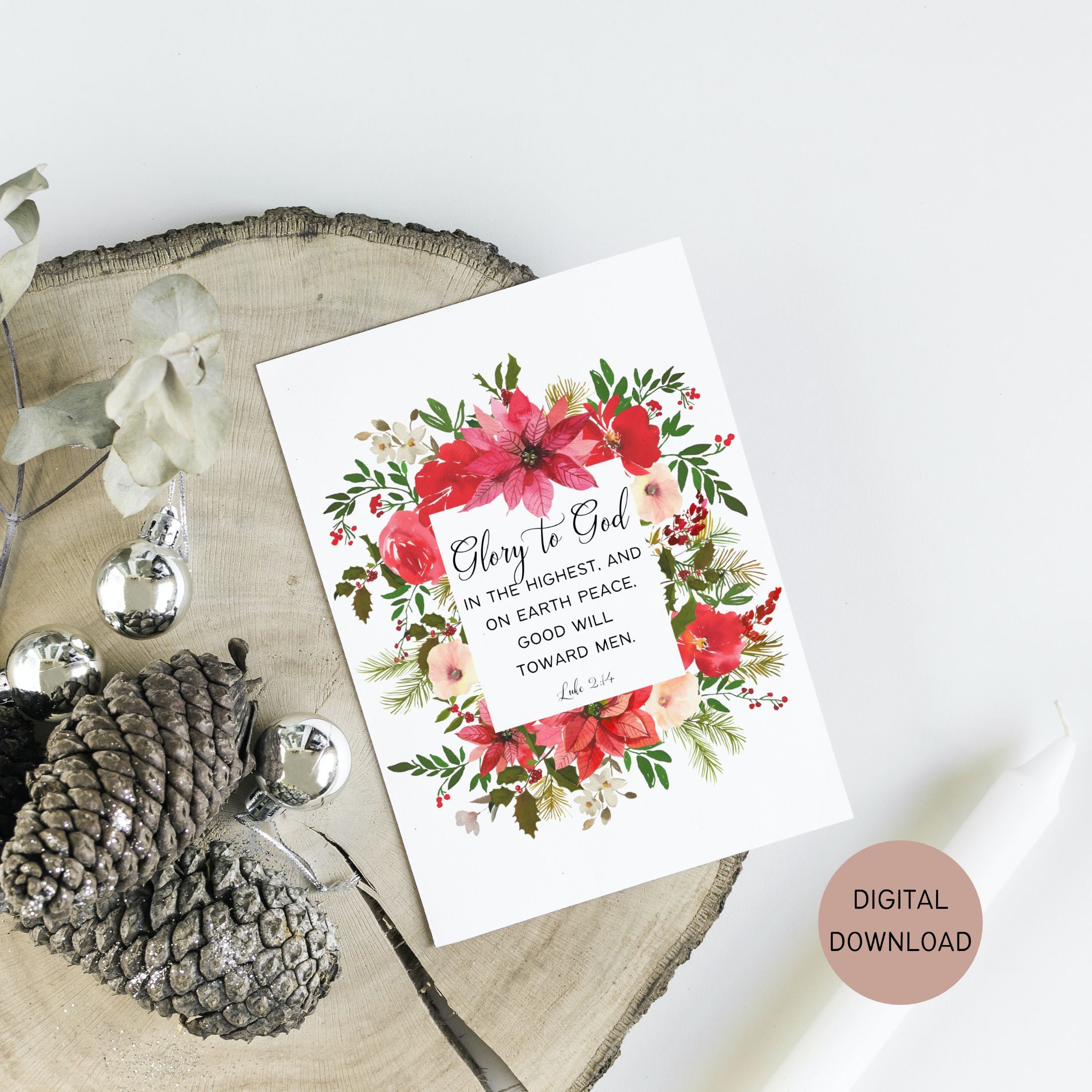 Christmas Printable Wall Art Glory to God Bible Verse - Etsy