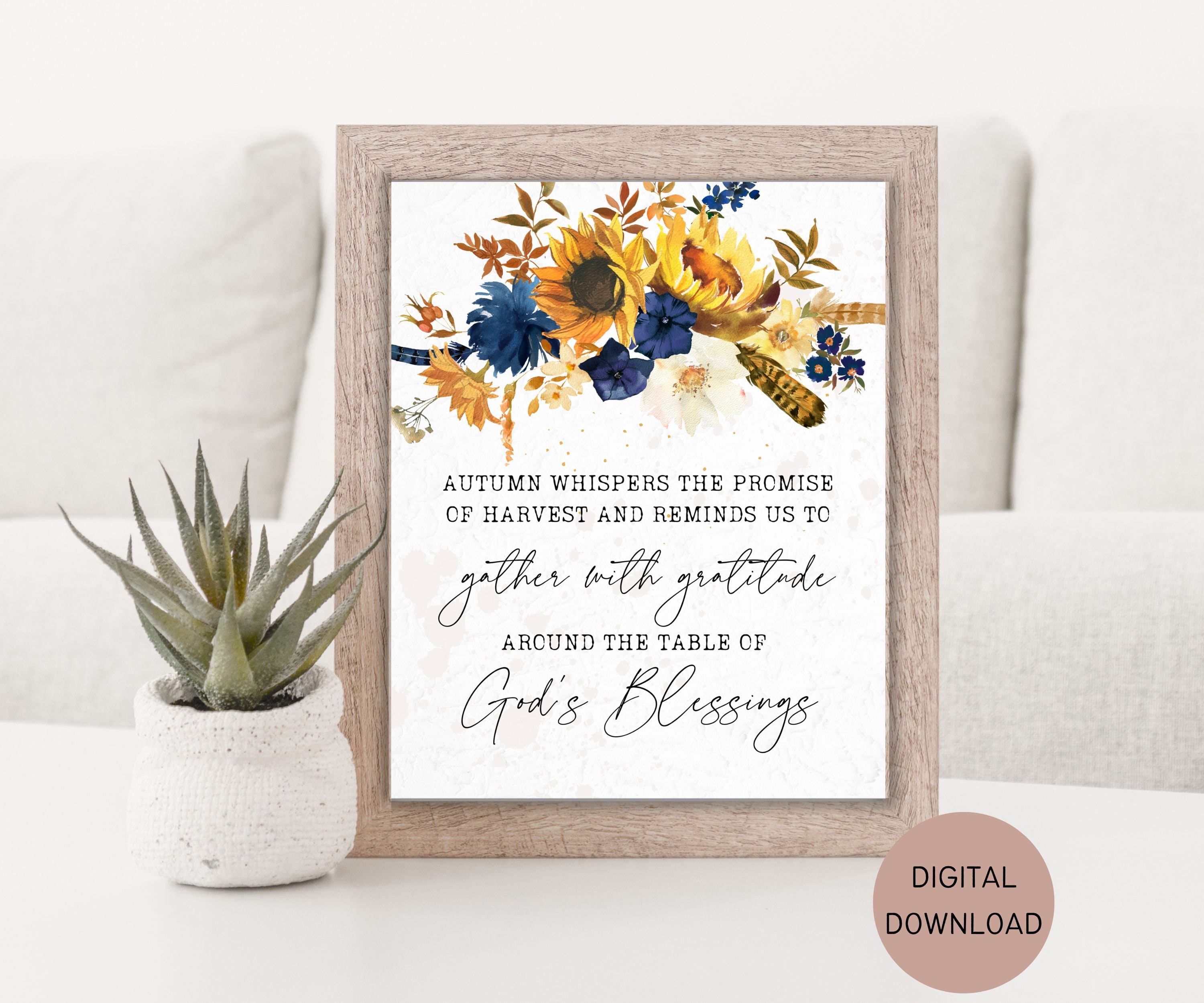 Autumn Floral God's Blessings Printable - Fall Christian Wall Art ...