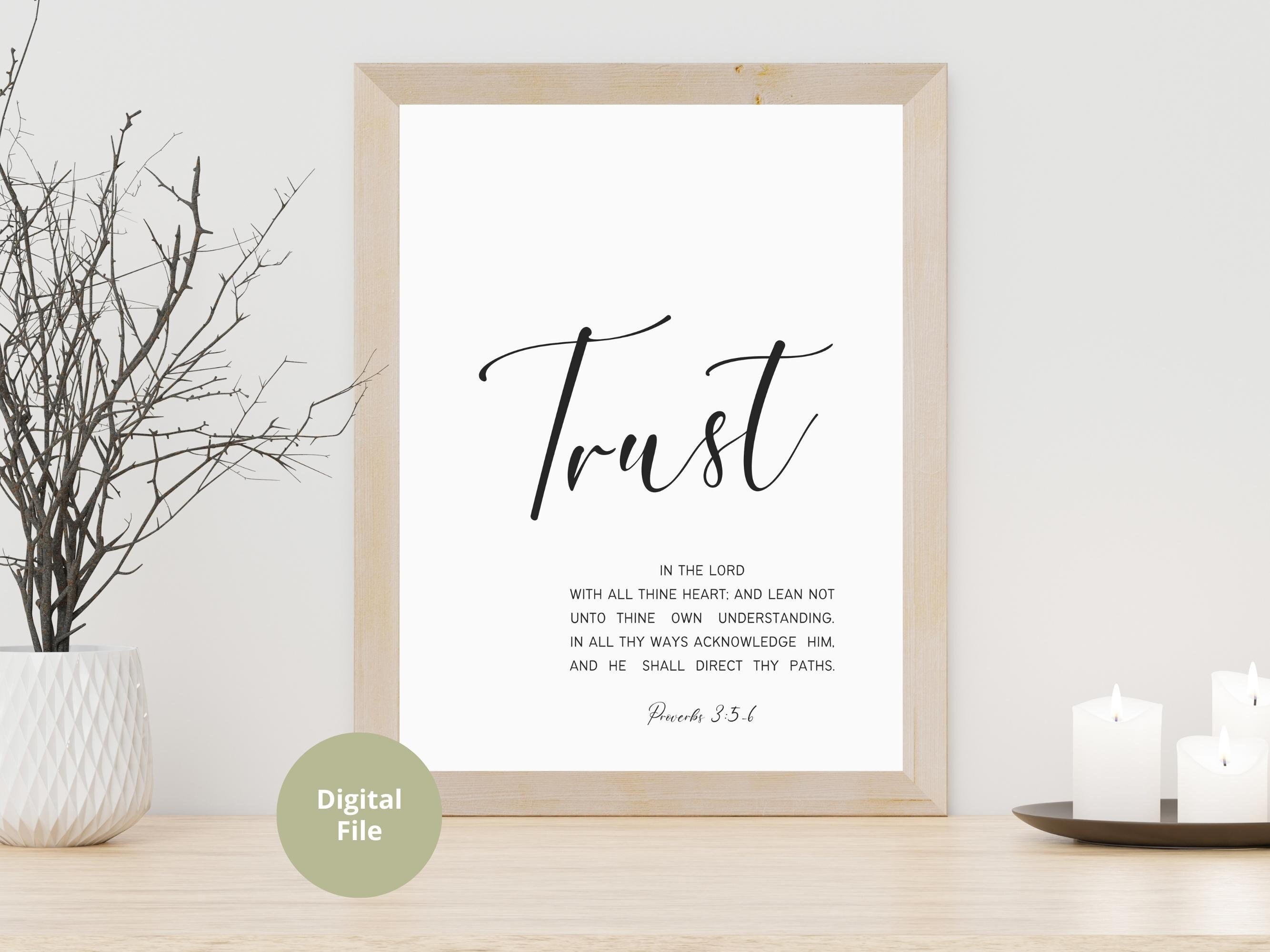 Proverbs 3:5-6 Bible Printable KJV, Wall Art Printable, Christian Decor ...