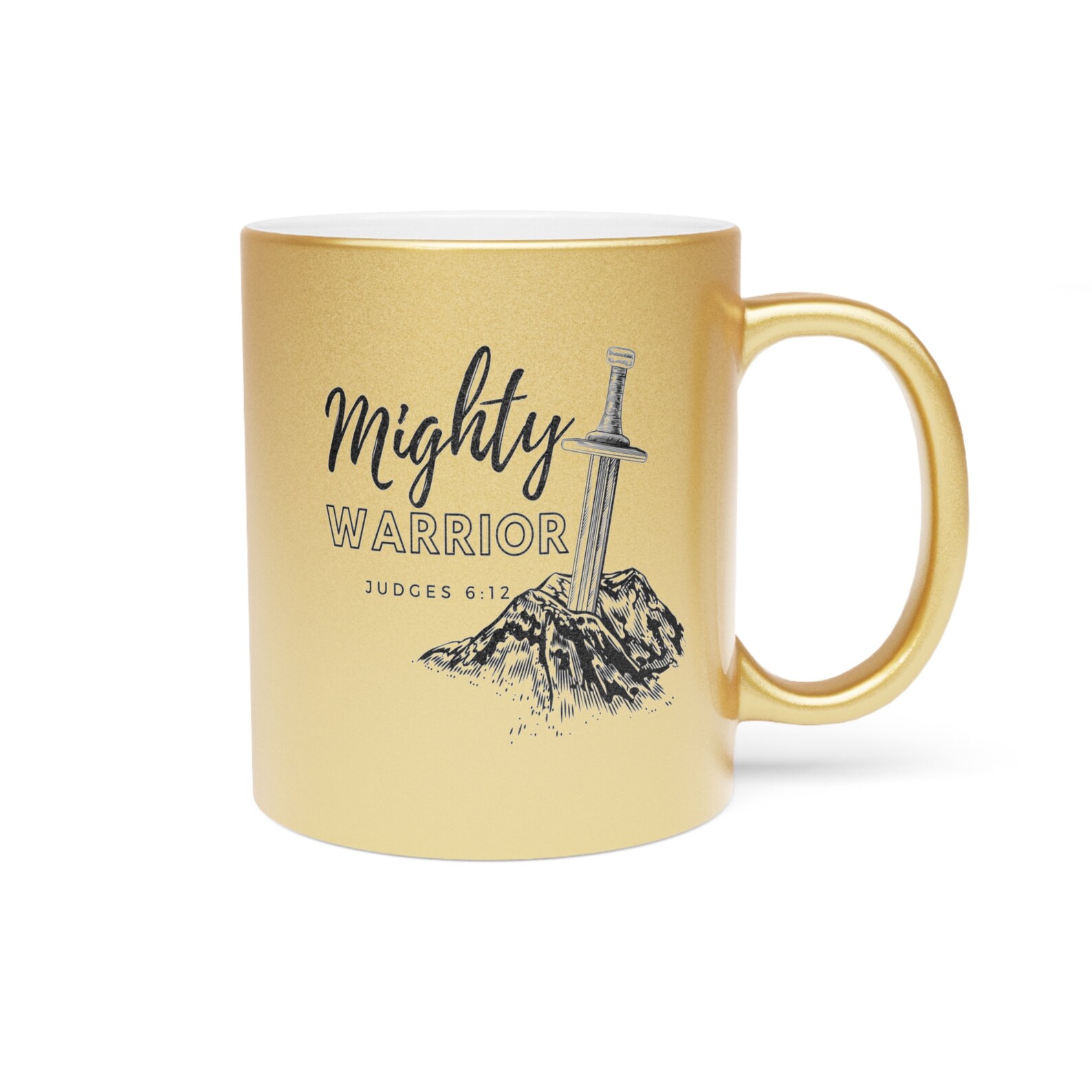 Bible Verse Coffee Mug in Metallic Silver or Gold, Mighty Warrior Mug ...