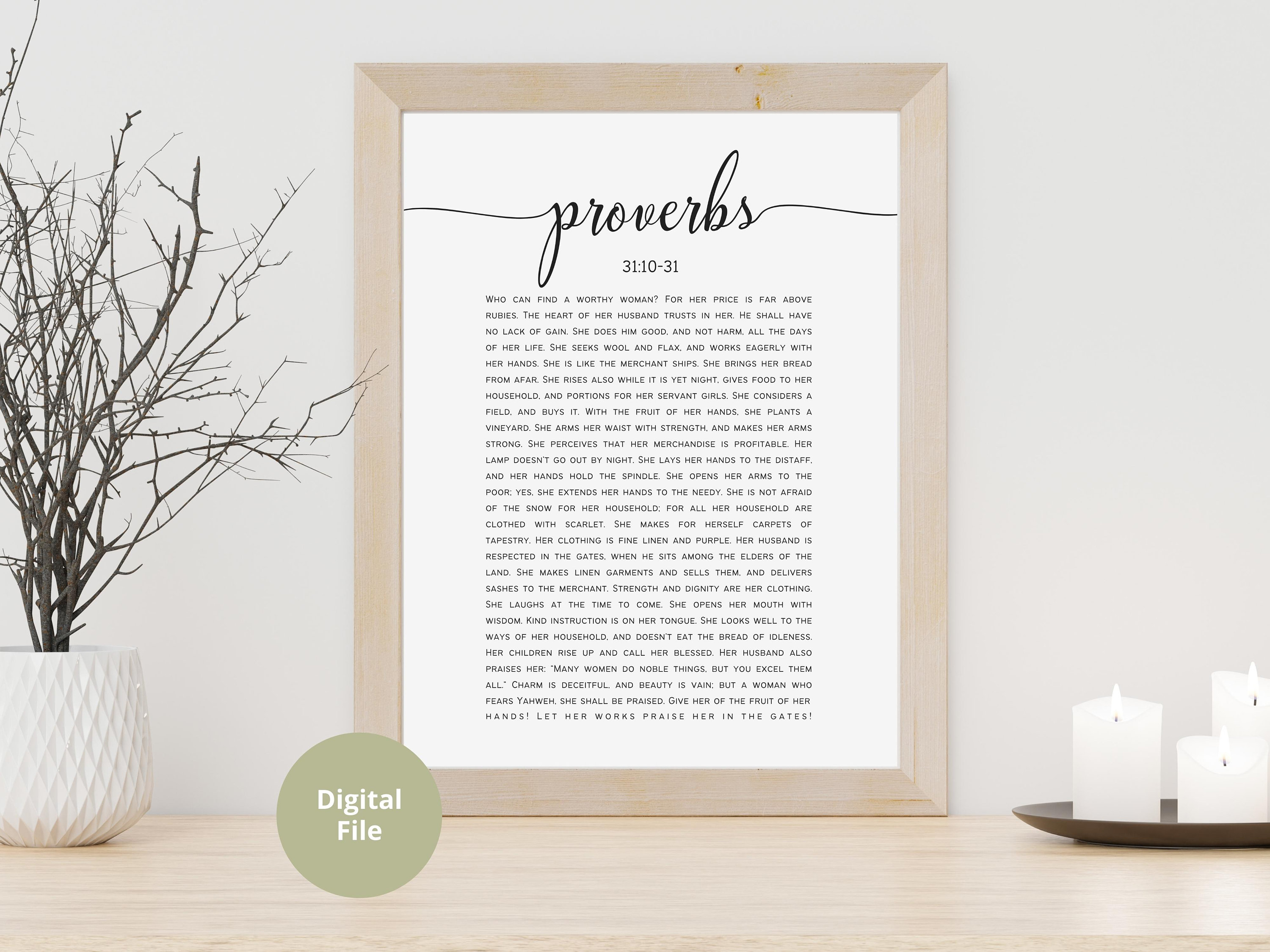 Proverbs 31 Bible Scripture Printable, Wall Art Print, Christian Decor ...