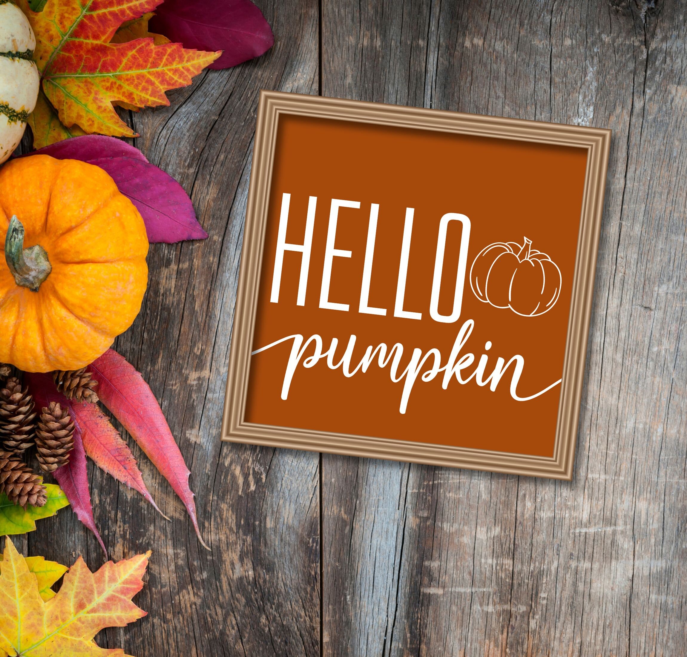 Hello Pumpkin Printable - Farmhouse Autumn Wall Art, Living Room Decor ...