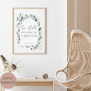 Bible Verse Printable Psalm 46:10 Christian Wall Art - Botanical ...