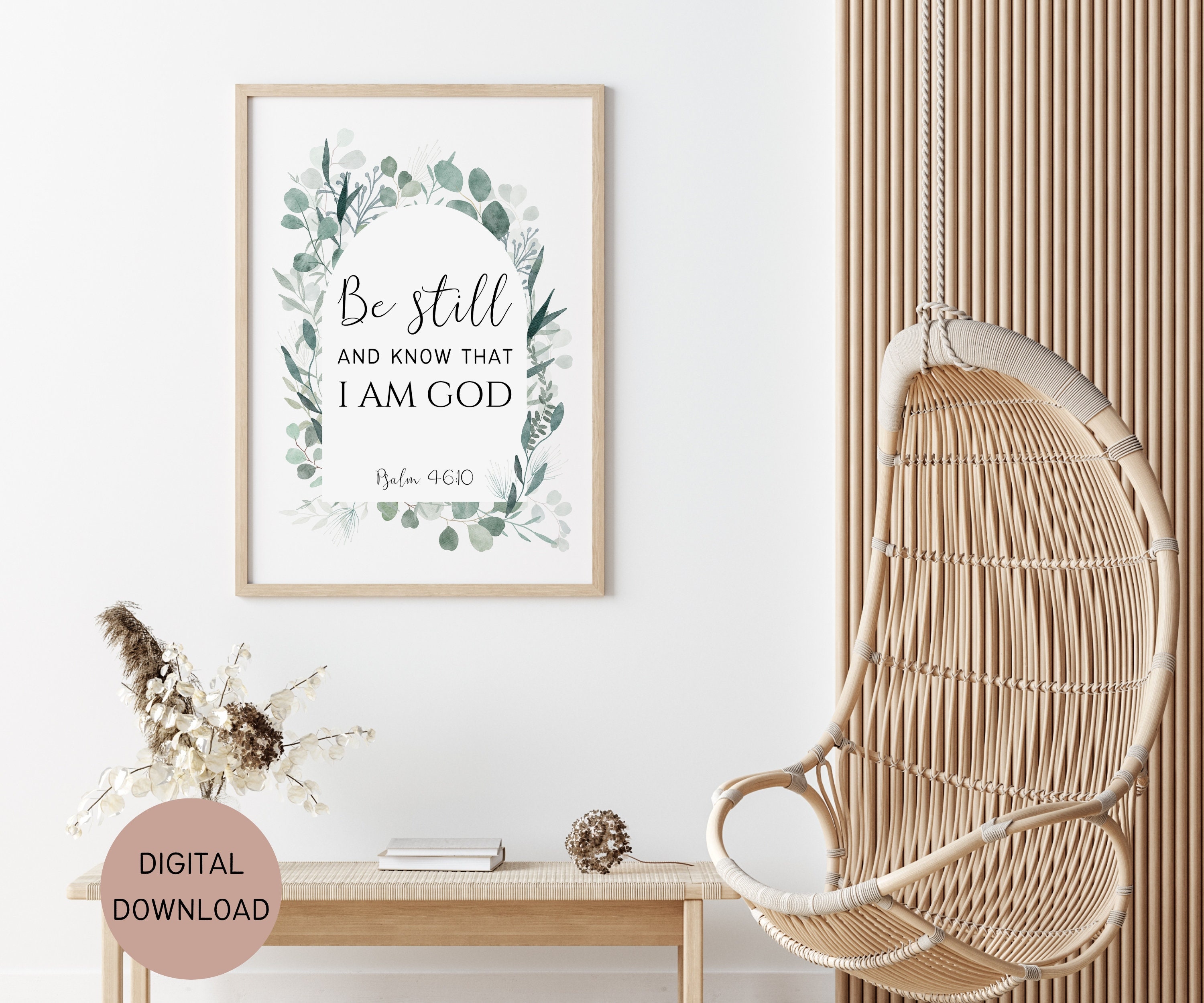 Bible Verse Printable Psalm 46:10 Christian Wall Art Botanical ...