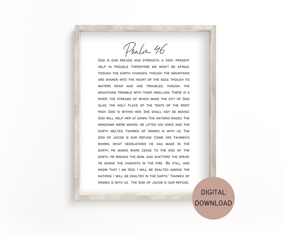 Psalm 46 Bible Printable, Wall Art Printable, Christian Decor ...