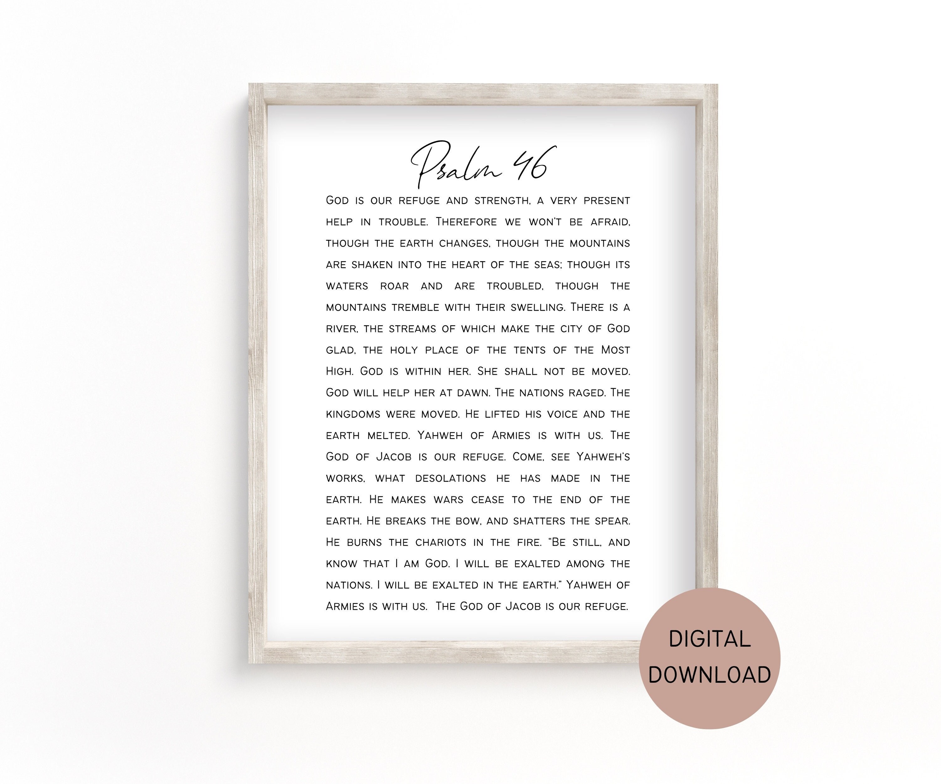 Psalm 46 Bible Printable, Wall Art Printable, Christian Decor ...