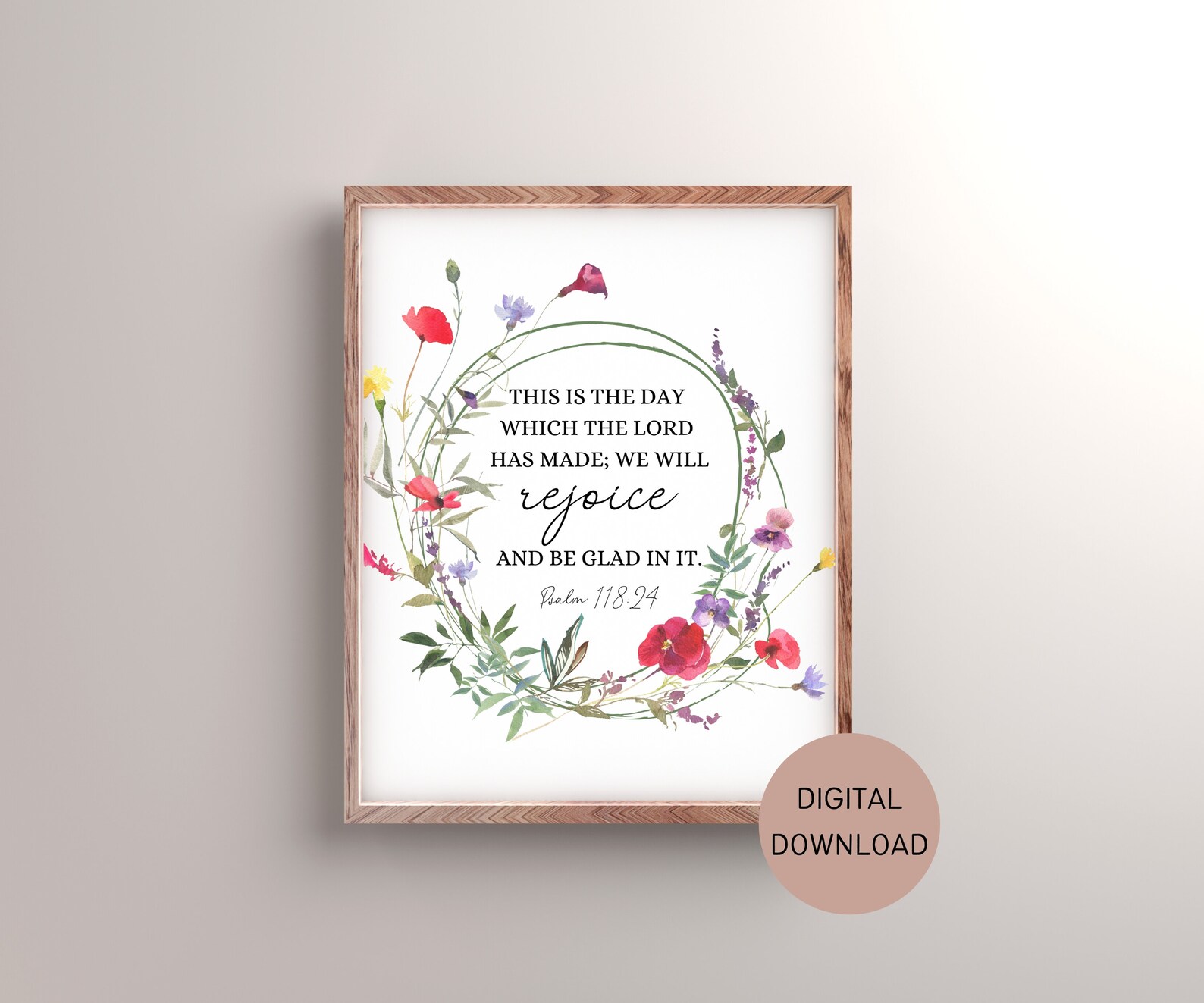 Bible Verse Printable Psalm 118:24 Christian Wall Art - Wildflowers ...