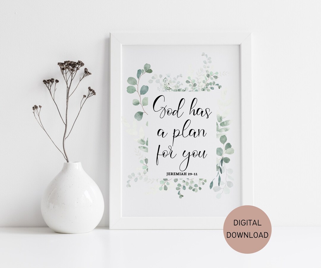 Jeremiah 29:11 Bible Verse Wall Art Printable - Minimalist Botanical ...
