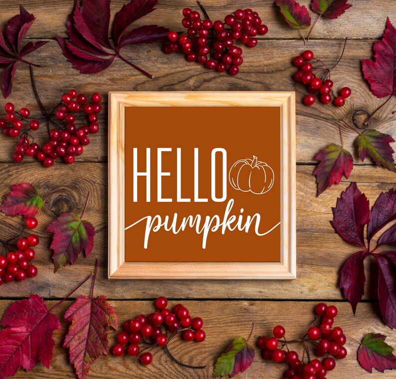 Hello Pumpkin Printable - Farmhouse Autumn Wall Art, Living Room Decor ...