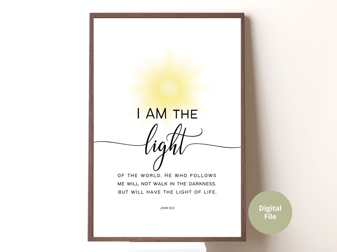 John 8:12 Bible Verse Wall Art Printable, Christian Art Decor ...