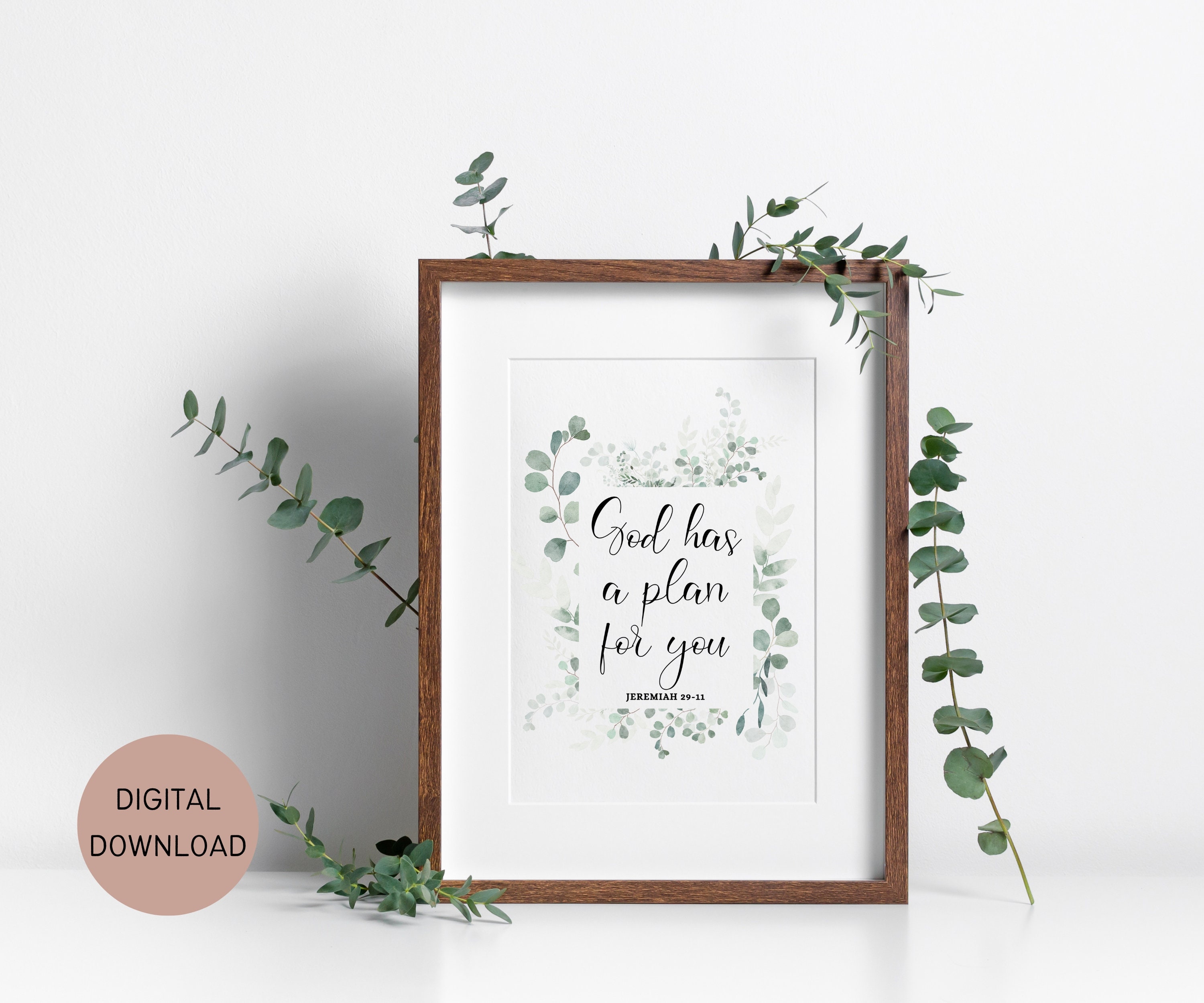 Jeremiah 29:11 Bible Verse Wall Art Printable - Minimalist Botanical ...