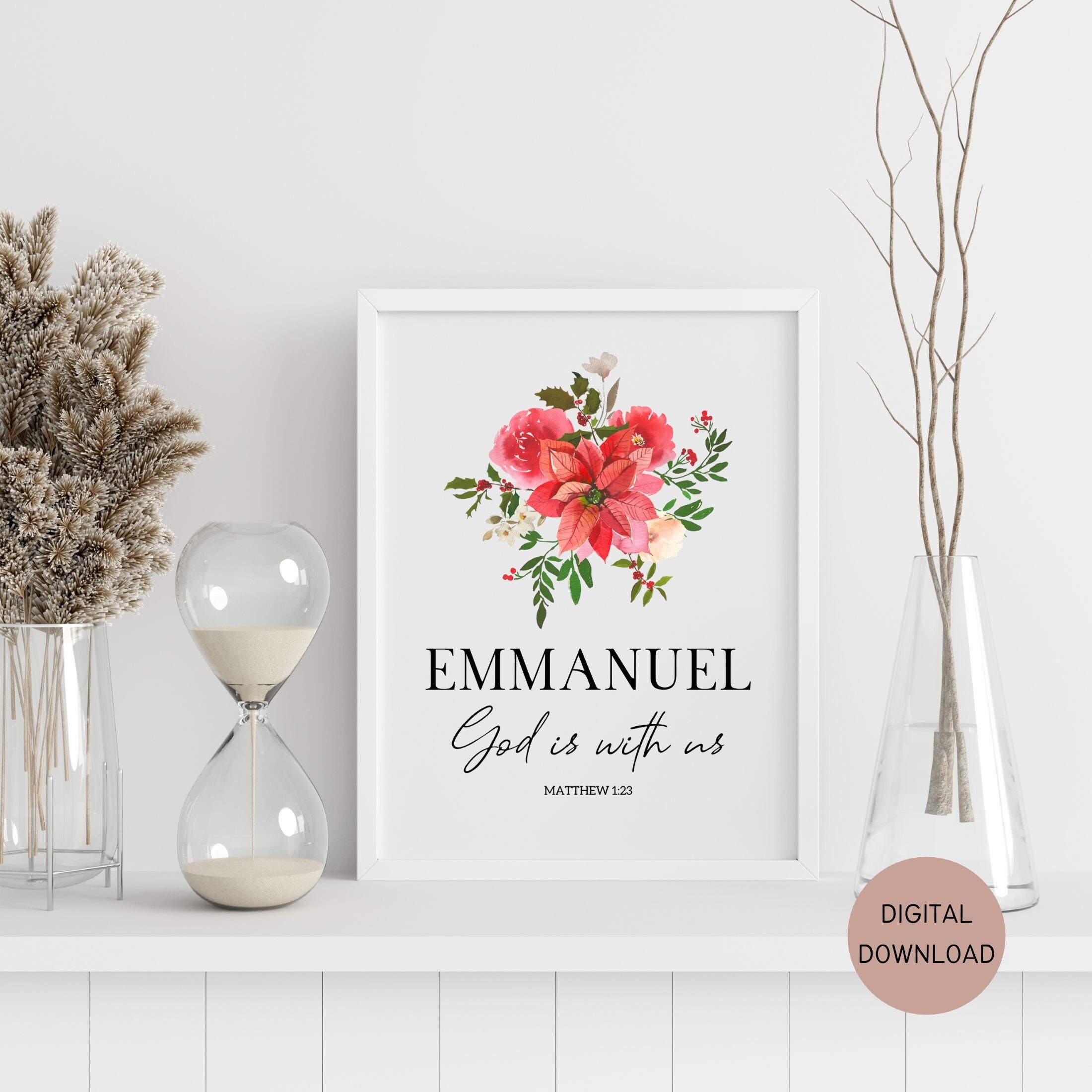 Emmanuel Christmas Bible Verse Art Printable, Wall Art Printable ...
