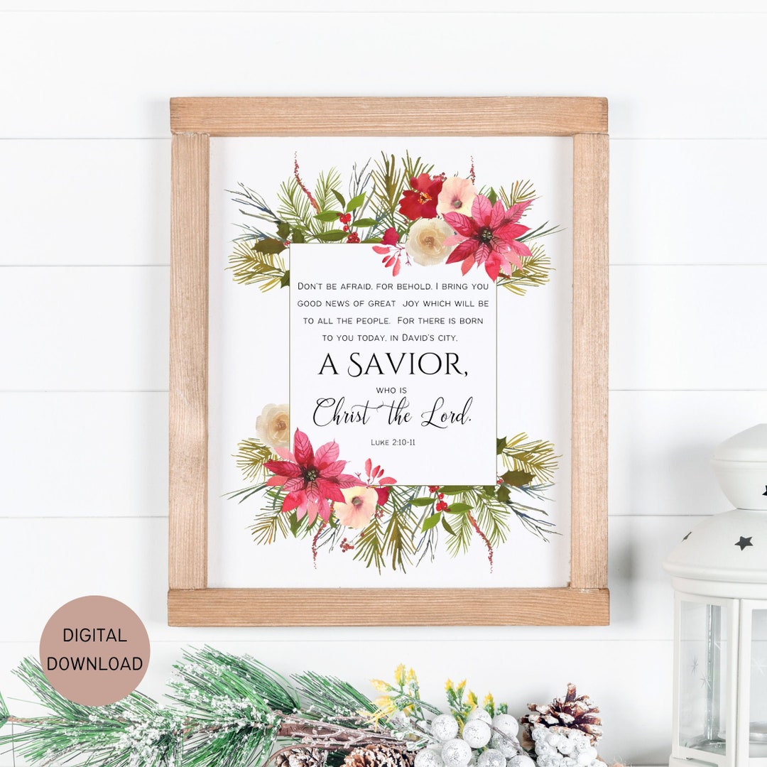 Christmas Luke 2:10-11 Art Printable, Wall Art Printable, Holiday Art ...