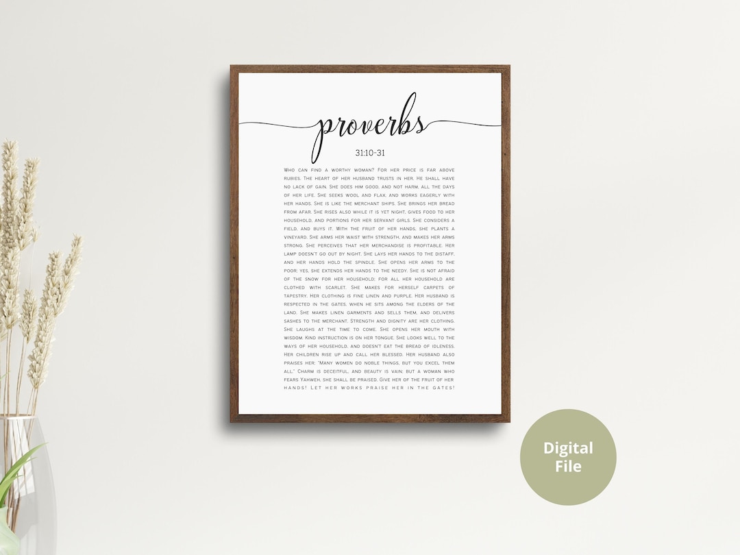 Proverbs 31 Bible Scripture Printable, Wall Art Print, Christian Decor ...