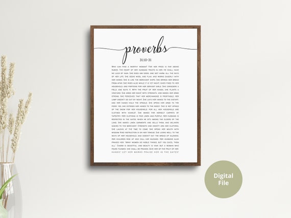Proverbs 31 Bible Scripture Printable Wall Art Print - Etsy