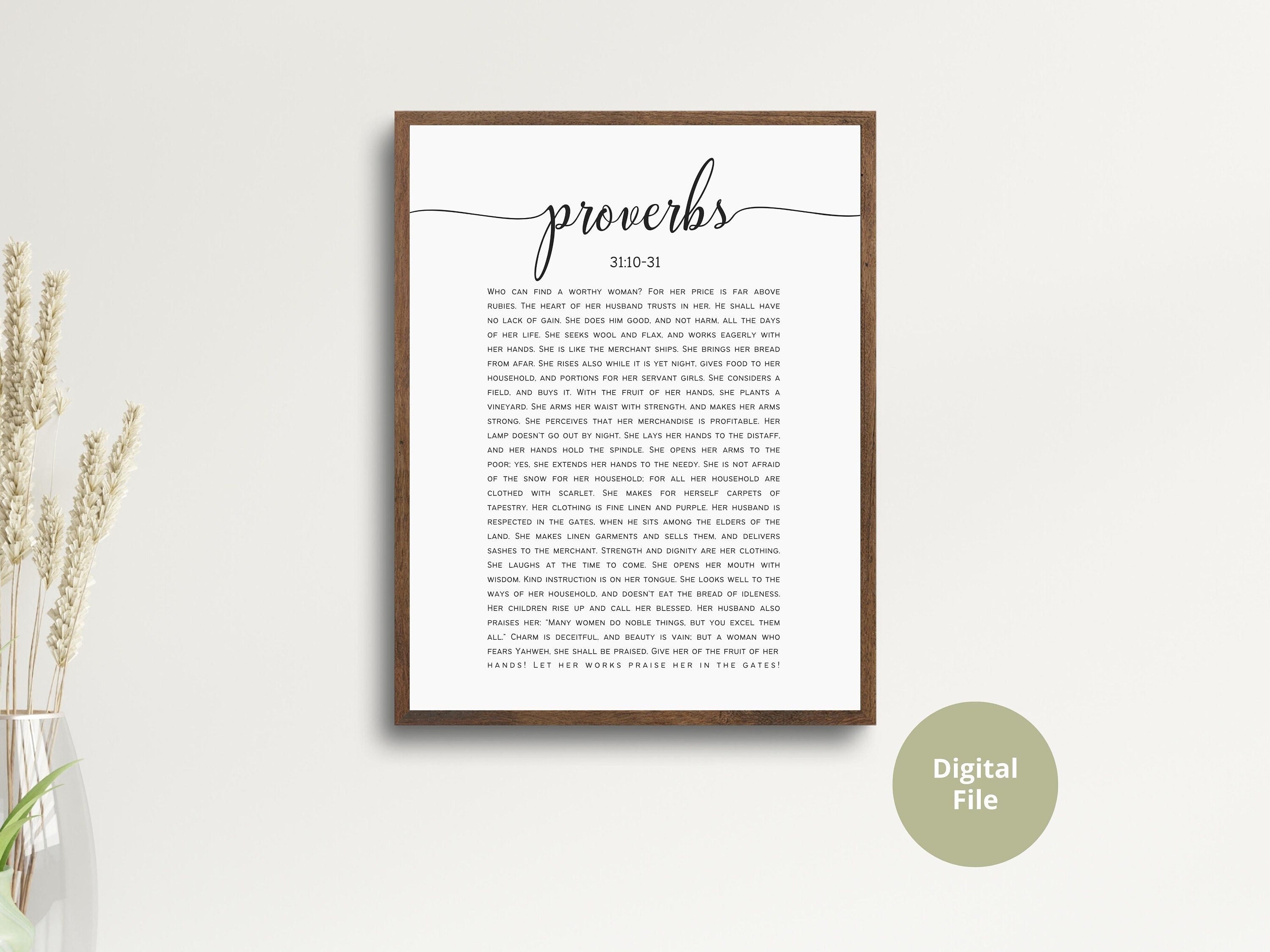 Proverbs 31 Bible Scripture Printable, Wall Art Print, Christian Decor ...