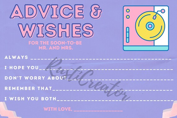 Advice and Wishes for the Bride and Groom Bridal Shower - Etsy