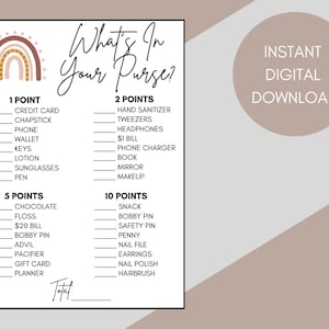 What's in Your Purse? Baby Shower Game - Printable Baby Shower Activity ...