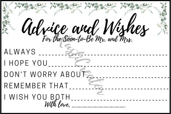 Advice and Wishes for the Bride and Groom - Etsy UK