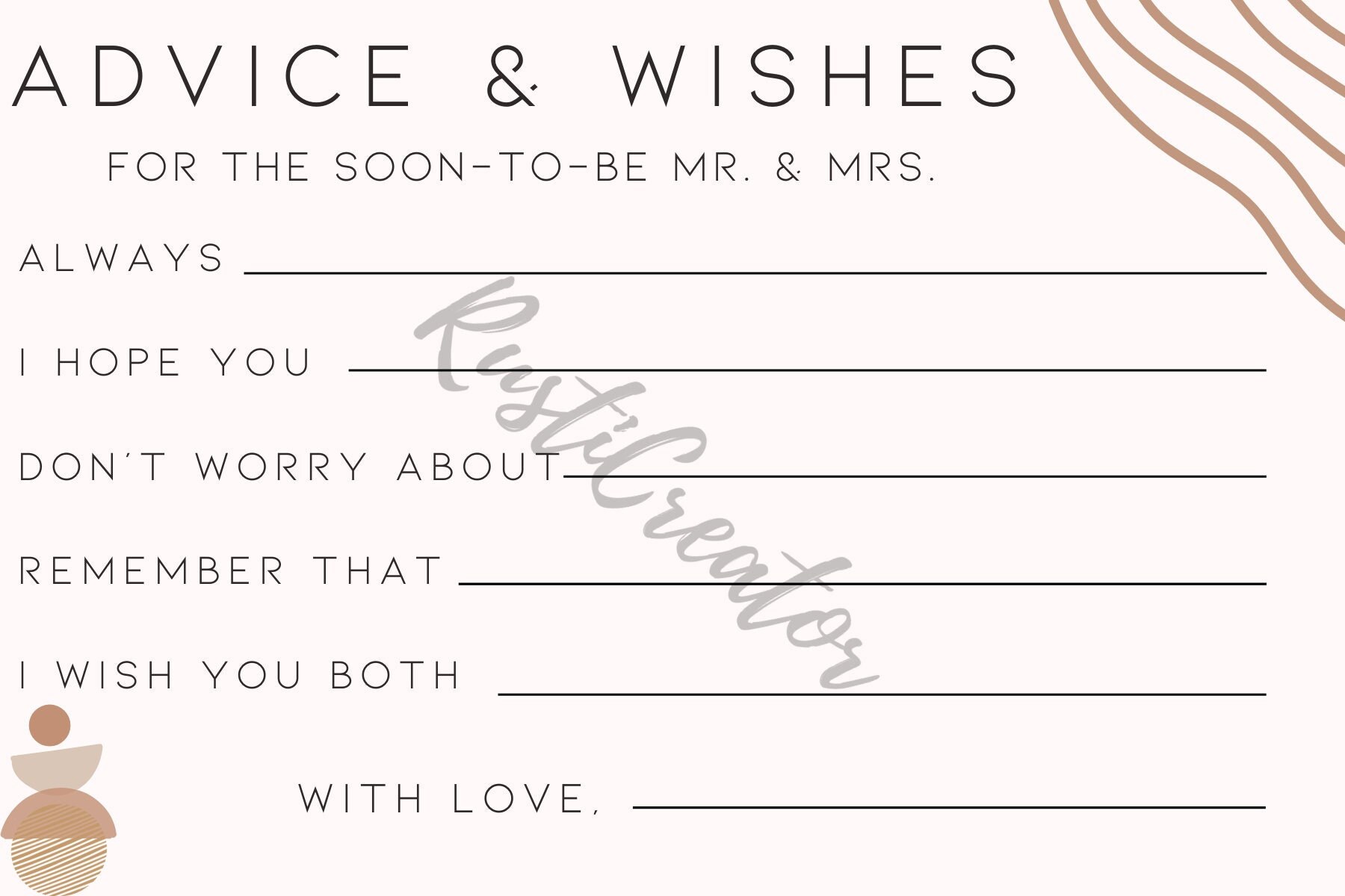 Advice and Wishes for Bride and Groom Bridal Shower Cards - Etsy
