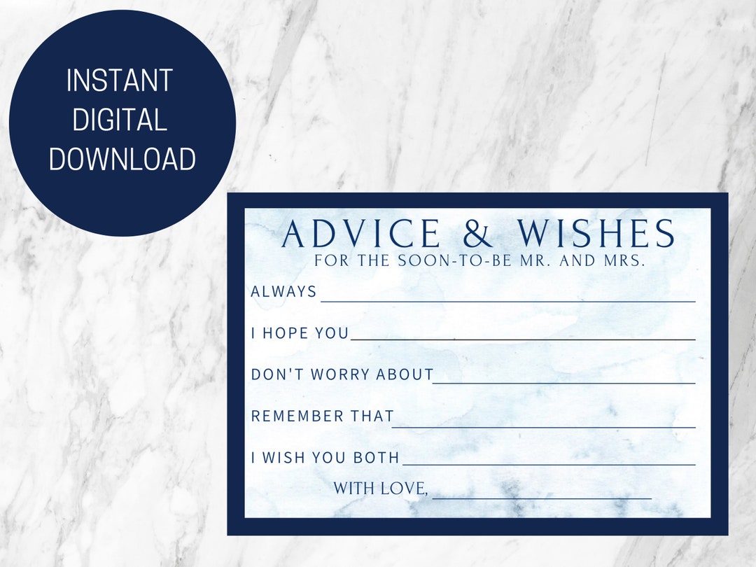 Advice and Wishes for Bride and Groom - Bridal or Couples Shower - Etsy