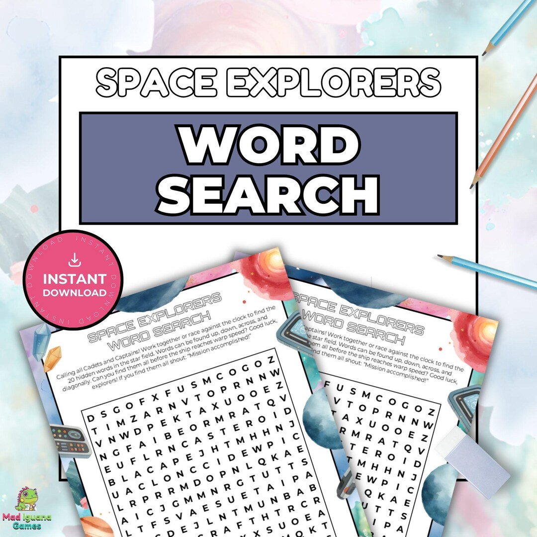 Sci-fi Word Search Game | Space Party Brain Teaser | Starship Crew ...