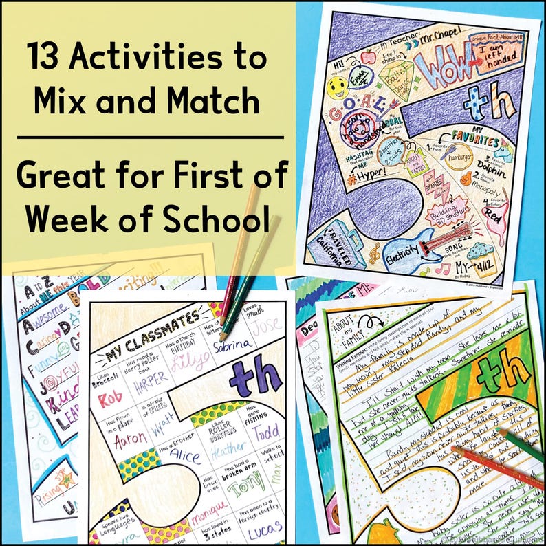 Back to School Activities - BTS Bulletin Board - 5th Grade All About Me ...
