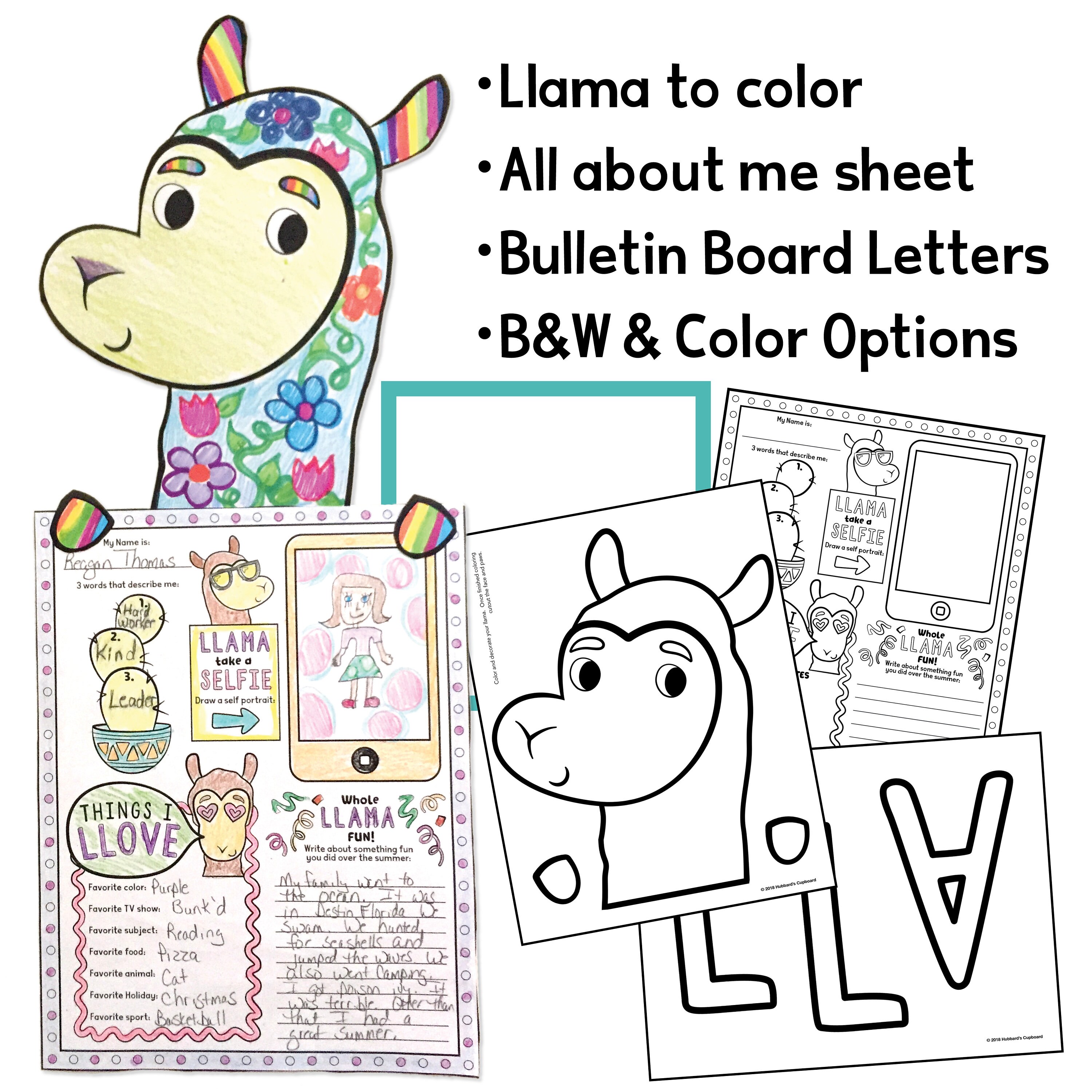 Llama All About Me Worksheet, & Poster - Back to School Activities ...