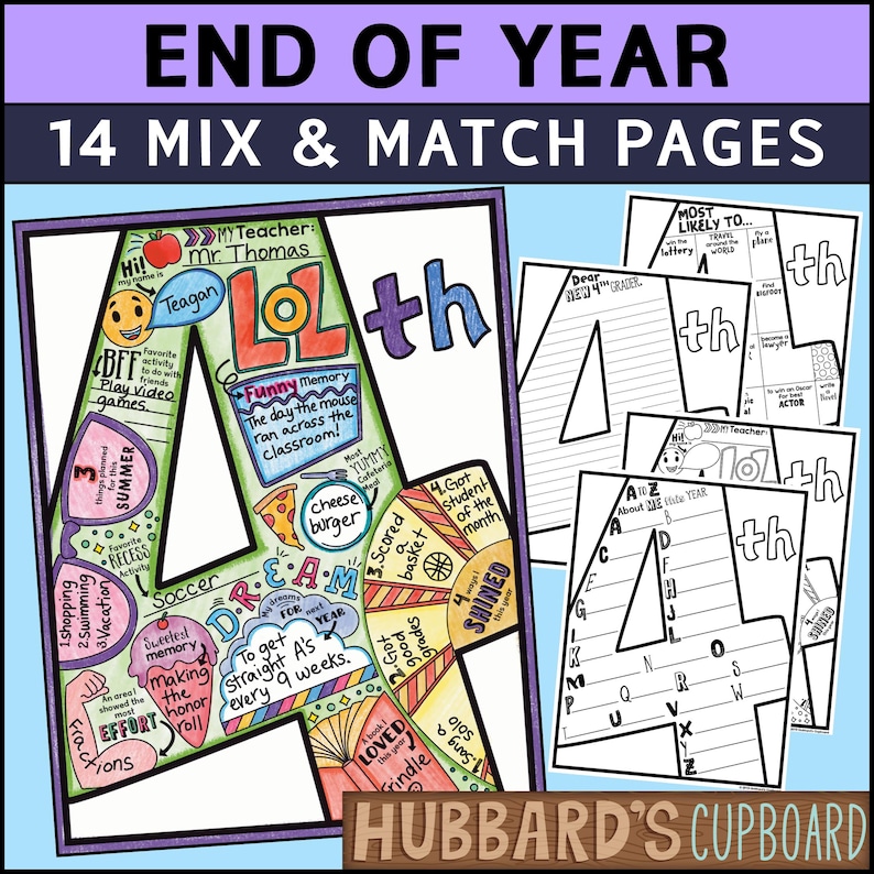 Last Week of School Activity - 4th Grade End of Year Memory Book ...