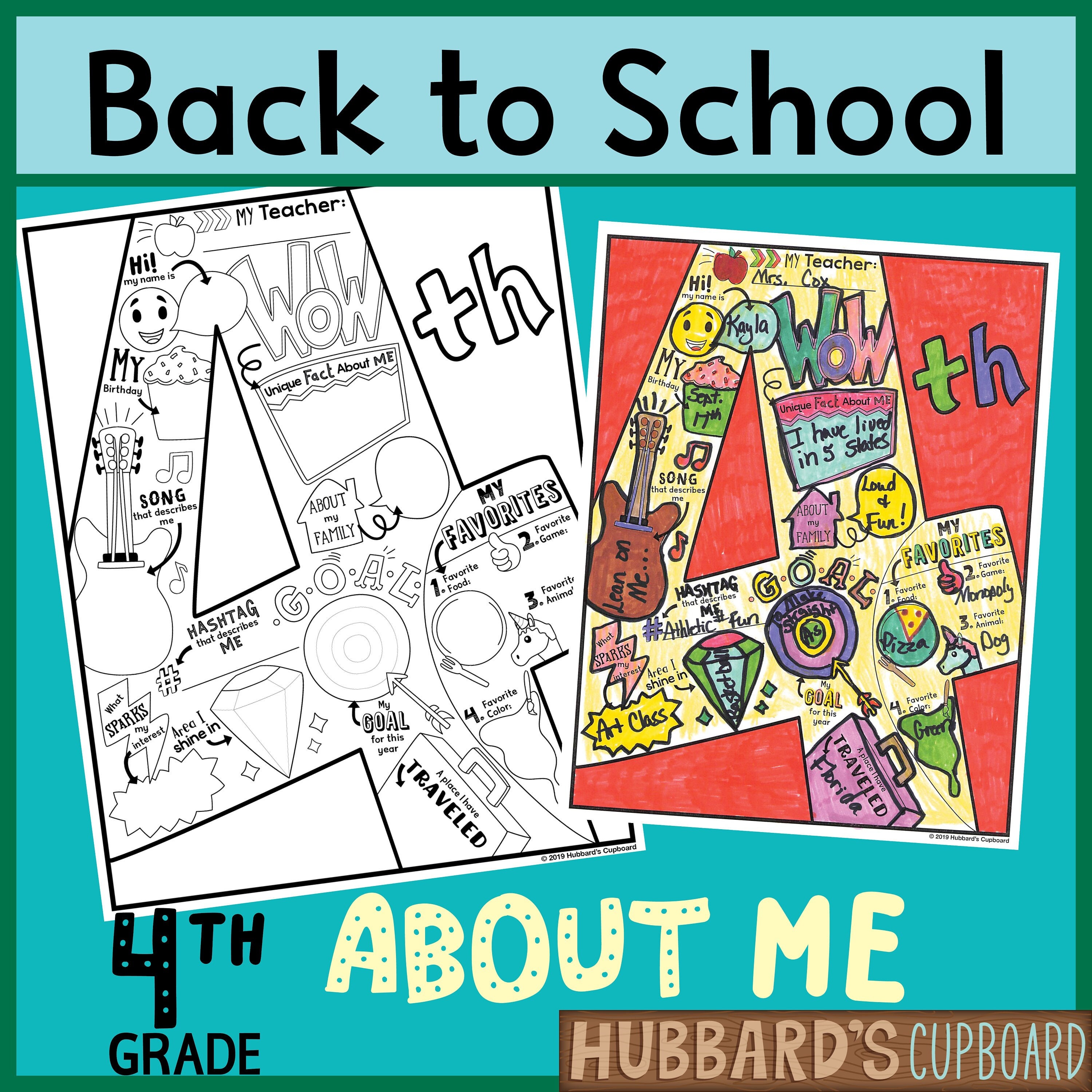 Back to School Activities - BTS Bulletin Board - 4th Grade All About Me ...