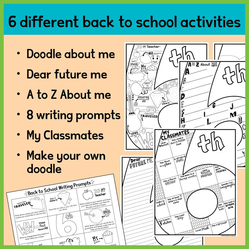 Back to School Activities - BTS Bulletin Board - 6th Grade All About Me ...