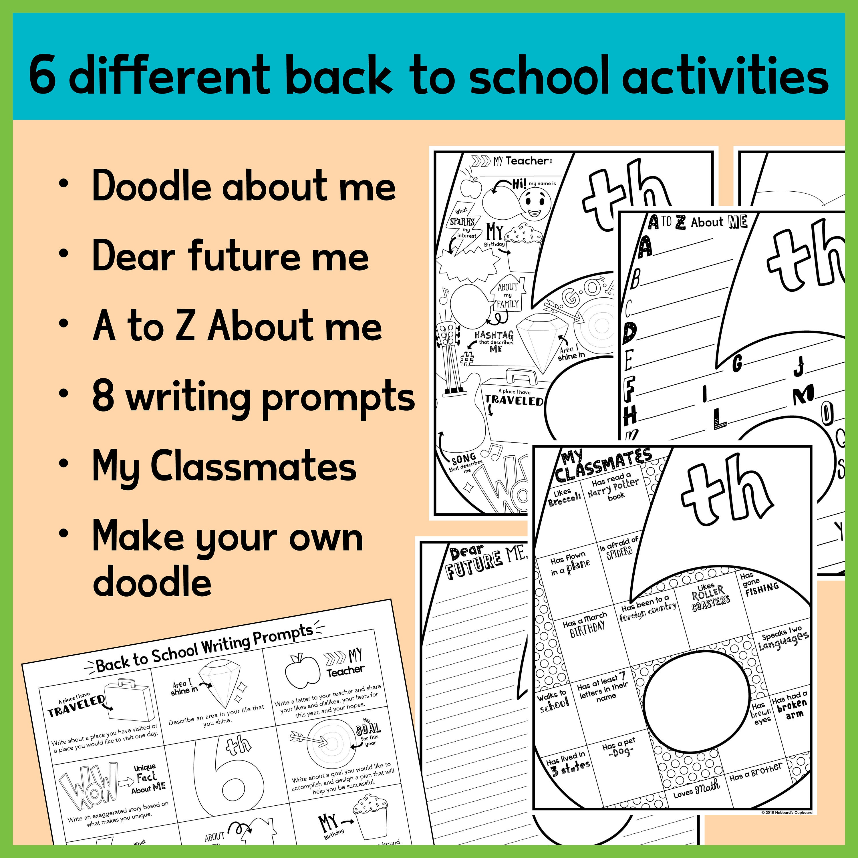 Back to School Activities - BTS Bulletin Board - 6th Grade All About Me ...