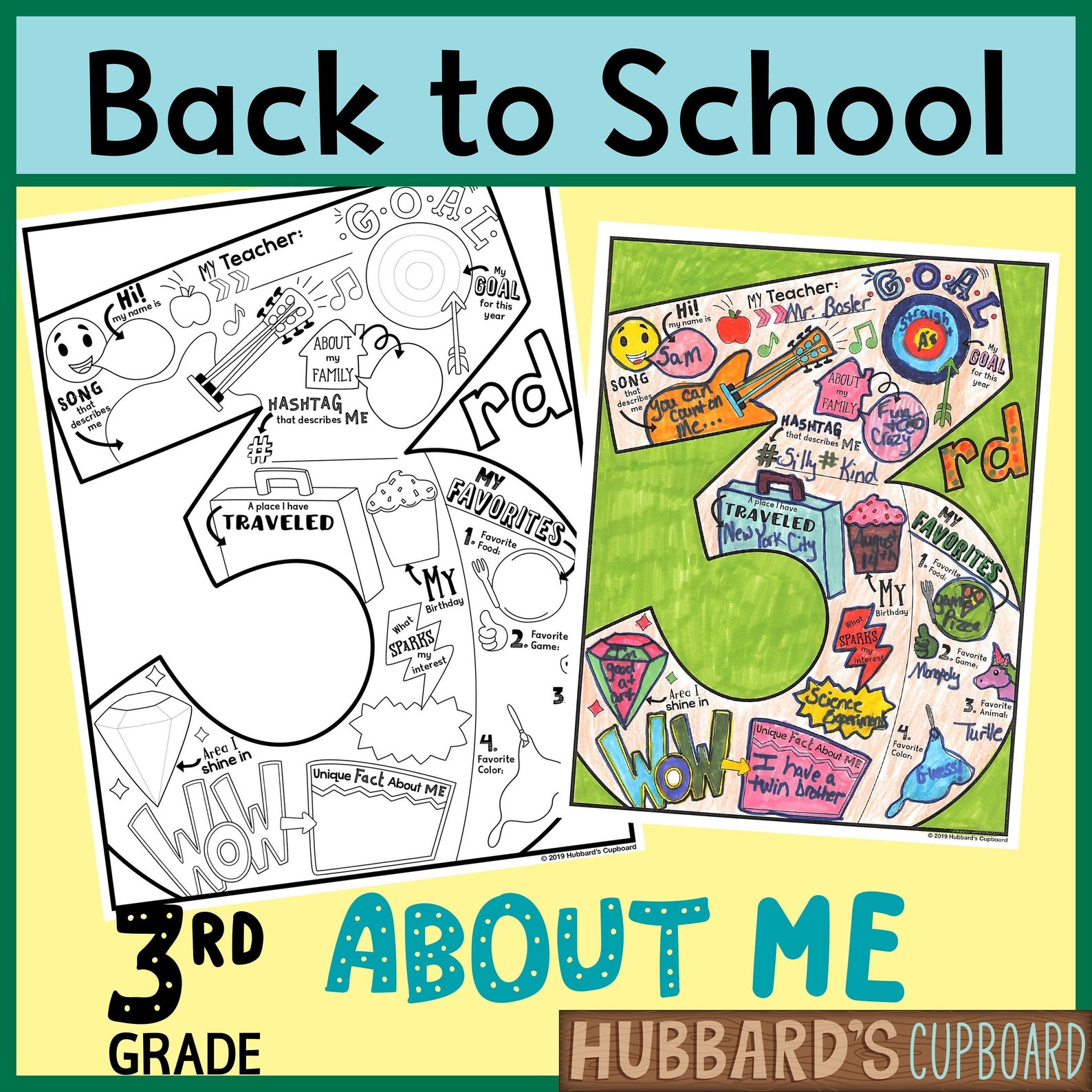 Back to School Activities - BTS Bulletin Board - 3rd Grade All About Me ...
