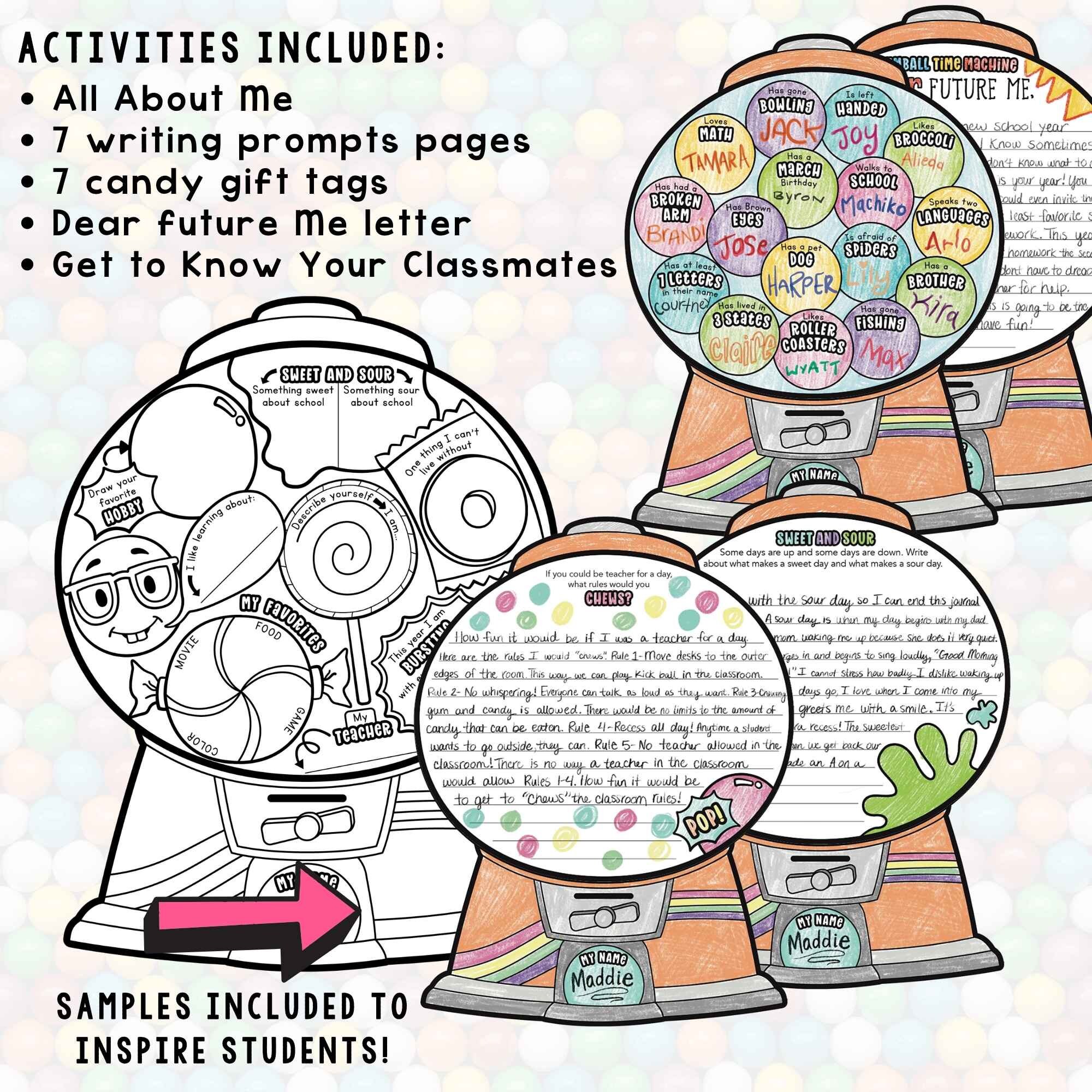 All About Me Gumball Candy, Worksheet, Poster, & Book - Welcome Back to ...