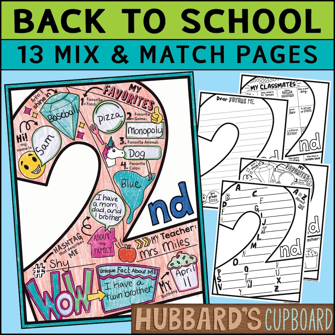 Back to School Activities - BTS Bulletin Board - 2nd Grade All About Me Printable, Worksheet ...