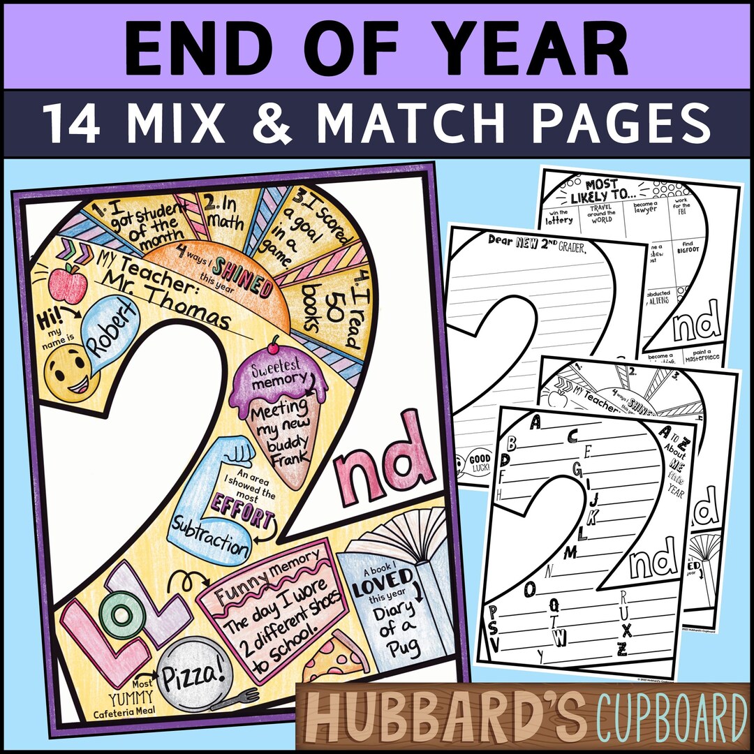 2nd Grade End of Year Memory Book - Last Week or Day of School Activity ...